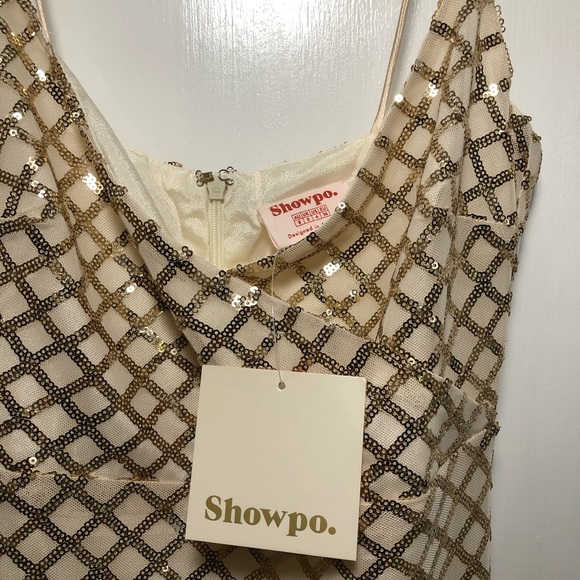 Showpo. | Dresses | Showpo Gold Sequin Mini Dress Nwt | Poshmark